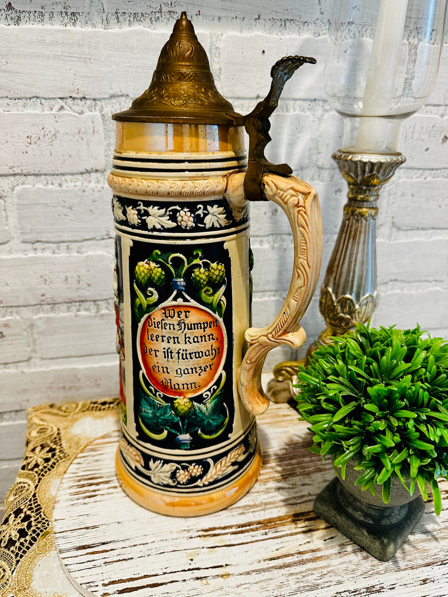 Vintage German Beer Steiner with brass lid – Shop with Talisa
